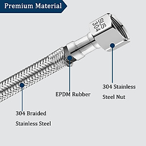 36" Faucet Supply Line,3/8" Comp x 1/2" FIP Kitchen Faucet Hose Connector with Plumbers Tape for Residence,Stainless Steel Braided Supply Line for Moderate Distance (Pack of 2)