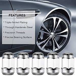 Chrome Lug Nuts - 12x1.5 Closed End Bulge Acorn Lug Nuts - Cone Seat - 19mm Hex Wheel Lug Nuts Compatible for 2009-2019 Ford Escape, 2012-2019 Ford Focus, 2009-2019 Ford Fusion, Pack of 20 Pcs