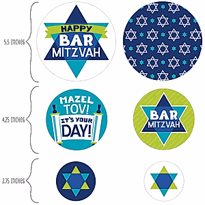 Big Dot of Happiness Blue Bar Mitzvah - Boy Party Giant Circle Confetti - Party Decorations - Large Confetti 27 Count