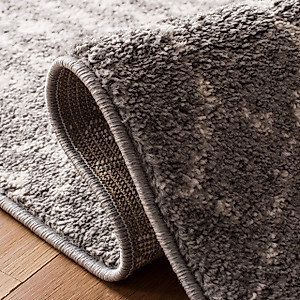 SAFAVIEH Tulum Collection 6'7" Square Grey/Ivory TUL229F Moroccan Boho Distressed Non-Shedding Living Room Bedroom Dining Home Office Area Rug