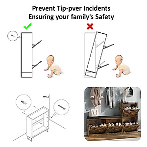 Vabches Shoe Storage Bench with 4 Flip Drawers & Padded Seat Cushion, Farmhouse Shoe Storage for Entryway, Narrow Hallway Shoe Bench, Rustic Brown