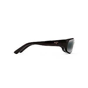 Maui Jim Men's and Women's Stingray Polarized Wrap Sunglasses, Gloss Black/Neutral Grey, Small