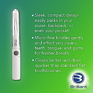 Brilliant Lumi 360 Round Head Travel Sonic Electric Toothbrush for Adults - Tooth Brush with LED Microfiber Bristles Gentle Sonic Technology for a Smile, Vibrating Toothbrush, 4 Brush Heads
