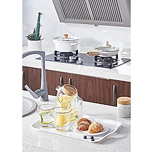 Blue Boat 16.5" x 11.5" Rectangular Serving Trays Set of 2 White,Light Weight Easy to Clean Sturdy Stackable Melamine Serving Tray with Handle, Fruit, Snacks, and Desserts Trays