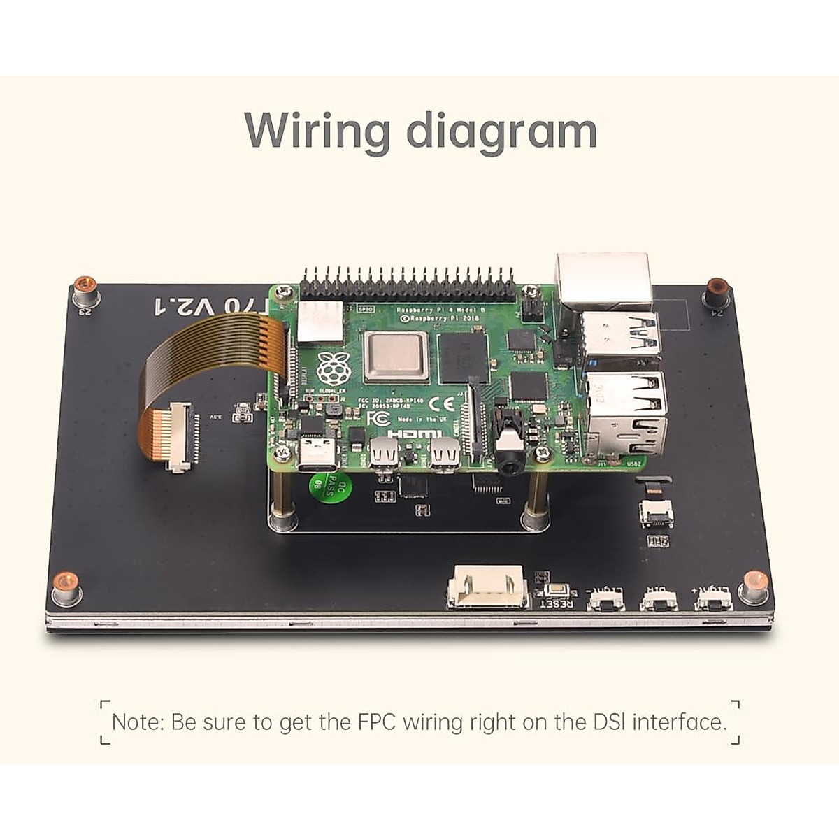 BIGTREETECH Upgrade PI TFT50 V2.1 TFT LCD Display DSI 800x480 for Raspberry Pi 4 3 2 Model B RPi 1 B B+ A A+ 3D Printer Controller (5in Capacitive Touch Screen)
