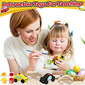 12 Pieces Unfinished Wooden Cars Wood DIY Car Toys Wood Crafts Painting Crafts Kit for Student Easy Woodworking Set Family Activities Arts and Crafts Kit for Kids