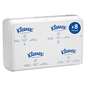 Kleenex Multifold Paper Towels (02046), White, 8 Packs/Convenience Case, 150 Tri Fold Paper Towels/Pack, Pack of 8, Total 1,200 Towels/Case