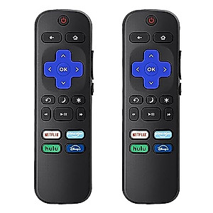 (Set of 2) Replacement Remote Controls Exclusively for Roku TV: Compatible with TCL, Hisense, Onn, Sharp, Element, Westinghouse, and Philips Roku Series Smart TVs (Not for Roku Stick or Box)