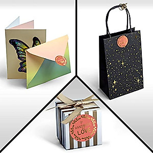 Kenco 1.5" Inch Handmade with Love Stickers, Made in The USA! for Envelopes, Boxes, Packaging and More - 500 Labels Per Roll (1 Pack 500 Stickers, Pink and Gold FOIL)