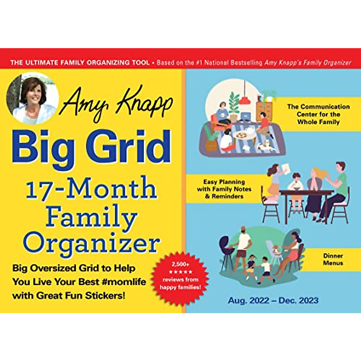 2023 Amy Knapp's Big Grid Family Organizer Wall Calendar: 17-Month Giant Fridge Planning Calendar for Mom with Stickers (Thru December 2023) (Amy Knapp's Plan Your Life Calendars)