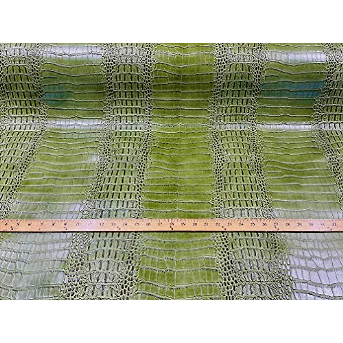 New Creations Fabric & Foam Inc, 53/54" Wide Gator Fake Leather Upholstery, 3-D Crocodile Skin Texture Faux Leather PVC Vinyl Fabric (Sage, 1 Yard)