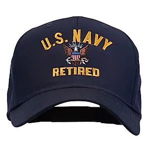 e4Hats.com US Navy Retired Military Embroidered Cap - Navy OSFM
