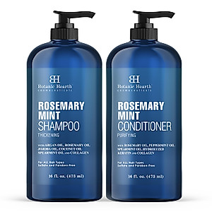 Botanic Hearth Rosemary Mint Shampoo and Conditioner Set, Thickening Formula, Promotes Hair Growth and Scalp Health Sulfate Free & Paraben Free, for Men & Women - 16 fl oz each