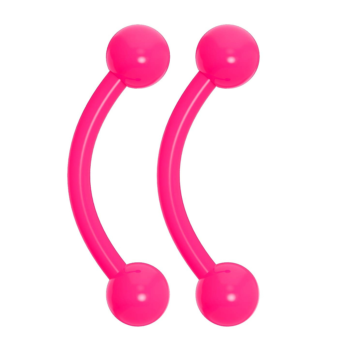 2pc 16g Pink Dental-Grade Acrylic Curved Barbell 3mm Ball Eyebrow Belly Bar Lip Tragus Ring Piercing Jewelry - 8mm