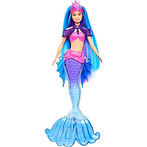 Barbie Mermaid Power Doll, "Malibu" with Seahorse Pet and Accessories, Mermaid Toys with Interchangeable Fins