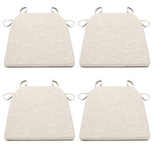 Tromlycs Chair Pads with Ties for Dining Room Chairs Set of 4 High Density Foam Padded Cushion Non Slip U Shaped Kitchen Seat 16x16.5 inch White Beige
