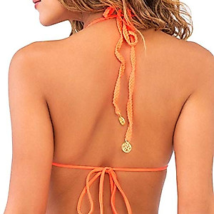 Luli Fama Women's Cosita Buena Reversible Zig-Zag Knotted Triangle Bikini Top, Hot Mess, Small