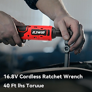 NAWIN 16.8V Electric Ratchet Wrench, 3/8" cordless ratchet with 2-Pack Batteries, 40 Ft-lbs, Ultimate Mechanic Tool Set, Ratchet Wrench 3/8", Power Ratchet Tool Kit (16.8V 3/8" Cordless Ratchet)