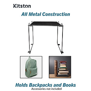 Kitston Metal Locker Shelf for School, Gym, or Work, Stackable, Use Also Under Sink and in Cabinets (Black)