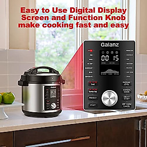 Galanz 12-in-1 Electric Pressure Cooker & Air Fryer with 12 Preset Programs Including Slow Cook, AirFry, Dehydrate, Rice, Grill, Roast, Steam, Beans, Stew, Warm, 6 Qt, 1000W/1500W, Stainless Steel