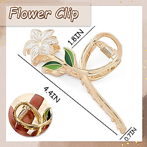 Flower Metal Hair Claw Clips for Thick/Thin Hair - Decorative Large Gold Lily Barrettes with Strong Hold for Women, 1Pc Hair Accessory