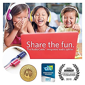 ONANOFF Explore Foldable, Volume-Limiting Kids Headphones, Built-in Microphone, BuddyCable, Perfect for iPad, iPhone, Fire, and Android, Yellow