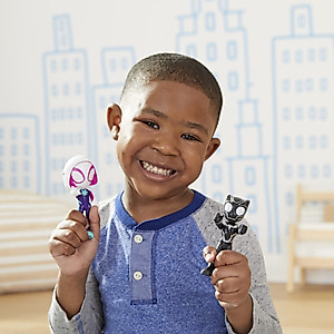 Spidey and His Amazing Friends Hero Reveal 2-Pack, Marvel Action-Figures, Mask-Flip Feature, Ghost-Spider and Black Panther, Kids Easter Gifts, 3+