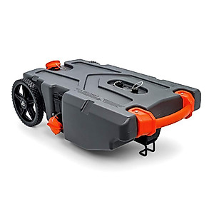 Camco Rhino 28-Gallon Portable Camper / RV Tote Tank - Features Large Heavy-Duty No-Flat Wheels & Built-In Gate Valve - Removable Steel Tow Adapter, 3’ RV Sewer Hose & More RV Accessories (39004)