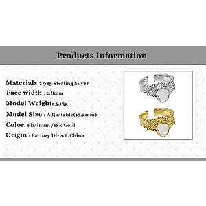 EKHOU 925 sterling silver irregular resizable size open ring, rock punk party casual jewelry silver