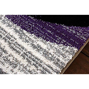 Masada Rugs, Stephanie Collection Area Rug Modern Contemporary Design 1100 Purple Grey White Black (6 Feet X 9 Feet)
