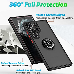 Zotita for Samsung Galaxy S23 Plus Mobile Phone Protective case with Metal Ring and Built-in Iron Plate, Heavy Enough to Reach Military Level, Better Protect Your Mobile Phone (Black+Red)