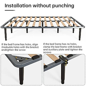 KOMOHOM (4PCS) 10~17 inch Adjustable Height Center Support Leg for Bed Frame, Steel Bed Frame or Wooden Bed Center Slat Support Leg, Adjustable Bed Frame Legs