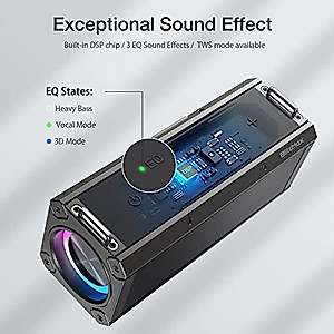 BlitzMax WA3 PRO 120W 360° Surround Stereo TWS Portable Wireless Bluetooth 5.0 Mini Speaker with Microphone,Waterproof,4 RGB Light,3 EQ Modes,Power Bank,DSP Technology,Outdoor Travel Party,AUX TF USB