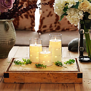 Homemory Flickering Flameless Candles with String Lights, Battery Operated Candles, Embedded String Lights LED Candles, Unbreakable Plexiglass Candles with Remote, Set of 3, Ivory White