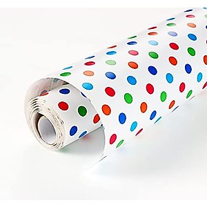 17.7x117 Inches Self Adhesive Colorful Rainbow Polka Dot Contact Paper Shelf Liner for Cabinets Table Dresser Drawer Furniture Decor Peel and Stick Polka Dot Wall Paper Sticker