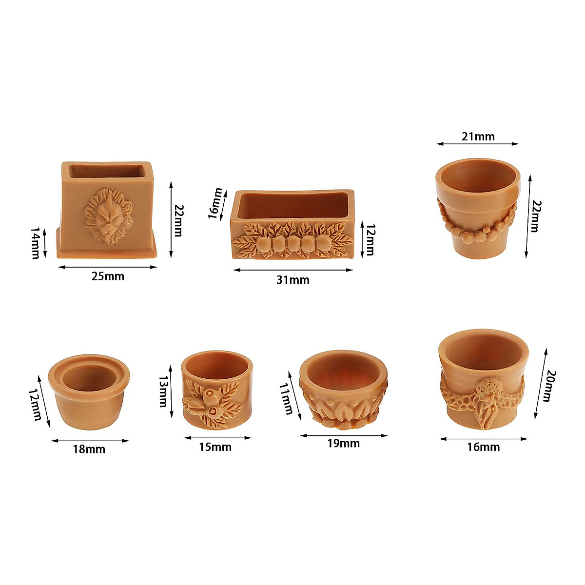 SING F LTD 2 Sets (14PCS) Dollhouse Flower Pot Miniature Plant Terracotta Pots Simulation Bonsai Pot Fairy Garden Landscape Decoration for Dollhouse Garden Decor