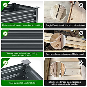 Land Guard Galvanized Raised Garden Bed with Legs, 48×24×32in Large Metal Elevated Raised Planter Box with Drainage Holes for Backyard, Patio, Balcony, 400lb Capacity(Grey)……