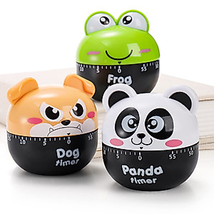 DEAYOU 3 Pack Mechanical Kitchen Timer, 60 Minute Egg Timer for Cooking, Small Cute Countdown Timer, Wind Up Manual Dial Rotating Timer Reminder for Kid, Senior, Baking, Exercise, Study, Loud Alarm