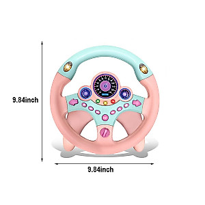 XHSP Steering Wheel Toy with Lights Music, Simulated Driving for Toddlers Pretend Play Toy Adsorption Driving Wheel for Kids (Style 2)