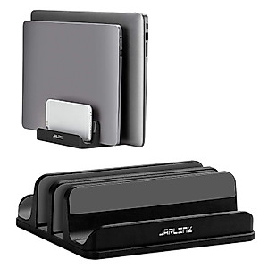 JARLINK Adjustable Vertical Laptop Stand, Desktop Stand Adjustable Laptop Holder with 2 Slots (up to 17.3 inches), Compatible with All MacBook Pro/Air/Microsoft Surface, Newly Designed, (Black)