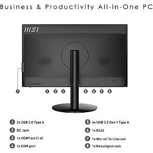 MSI 2023 Pro 24'' FHD LED All-in-One AIO Desktop PC Intel 4-Core i3-10105 16GB DDR4 256GB NVMe SSD 1TB HDD Intel UHD Graphics WiFi AX BT Webcam HDMI RJ45 COM Port Black Windows 10 Pro w/RE 32GB USB