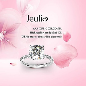 Jeulia Women 5.43ct Cushion Cut Engagement Ring 925 Sterling Silver Single Stone Anniversary Band Rings Cubic Zirconia Wedding Eternity Rings Promise for Her (Silver, 6)