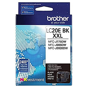 Brother LC20EBK Super High Yield Black Ink Cartridge - 2 Pack