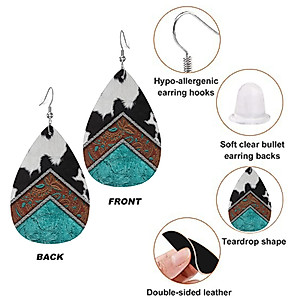 Faux Leather Teardrop Earrings for Women Drop Dangle Earrings Gift