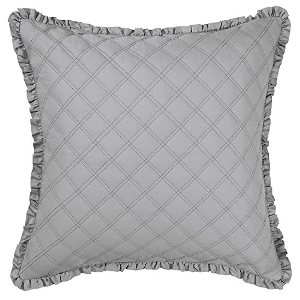 Laura Ashley Home - Queen Comforter Set, Reversible Cotton Bedding, Includes Matching Shams with Bonus Euro Shams & Throw Pillows (Annalise Grey, Queen), Shadow Grey/White