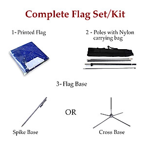 BannerBuzz Now Open Teardrop Flag, 2.5' X 5.42' | 9 Ft Long, Double Side Printed Business Advertising Flag, Graphic with Hardware Includes Aluminum Flag Pole & Ground Spike Base (Theme 2)