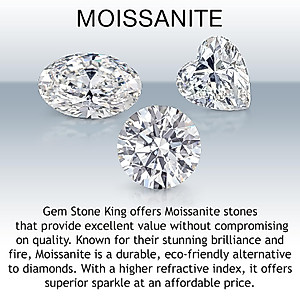 Gem Stone King 925 Silver and 10K Yellow Gold Blue Tanzanite Moissanite and Lab Grown Diamond Interlocking Heart Pendant Necklace For Women (0.56 Cttw, with 18 Inch Chain)