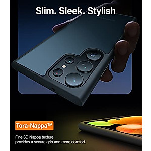 TORRAS Shockproof Designed for Samsung Galaxy S23 Ultra Case 6.8'',Military Grade Drop Tested, Protective Hard Semi-Clear Back Thin Slim Galaxy S23 Ultra Case 2023, Phantom Black-Guardian Series