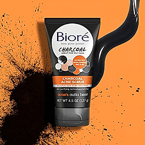 Bioré Charcoal Acne Face Scrub, with 1% Salicylic Acid and Natural Charcoal, Helps Prevent Breakouts and Absorb Oil for Deep Pore Cleansing, 4.5 Ounce (HSA/FSA Approved)