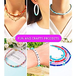 Gionlion 8000 Pcs Clay Beads Kit 2 Boxes for Bracelet Making, 24 Colors Flat Clay Beads Letter Beads Spacer Beads and Charms Kit for Jewelry Making, Jewelry Supplies Crafts Gift for Teen Girls Adults